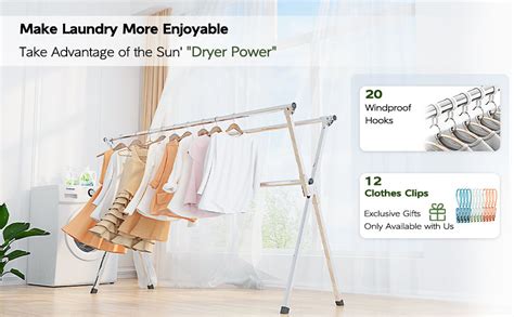 Vikaqi Clothes Drying Rack 95 Inches Folding Outdoor Indoor