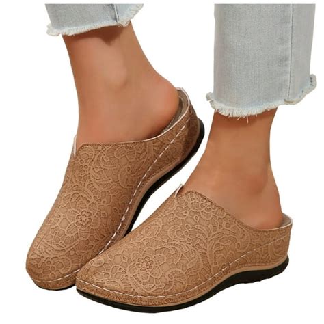 Dakaela Clogs For Women Mules Shoes Comfortable Closed Toe Slip On Wedge Sandals Arch Support