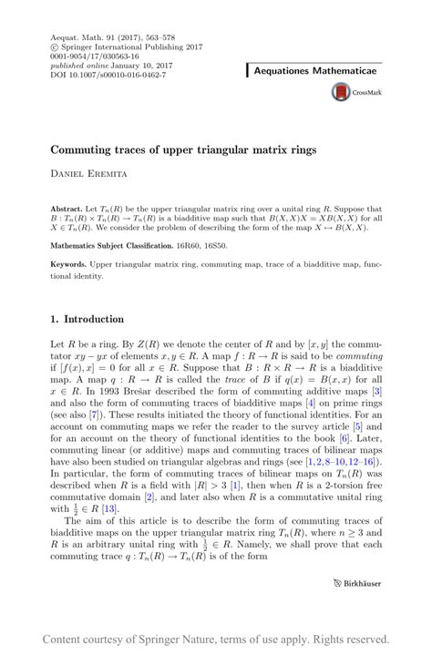 Commuting Traces Of Upper Triangular Matrix Rings