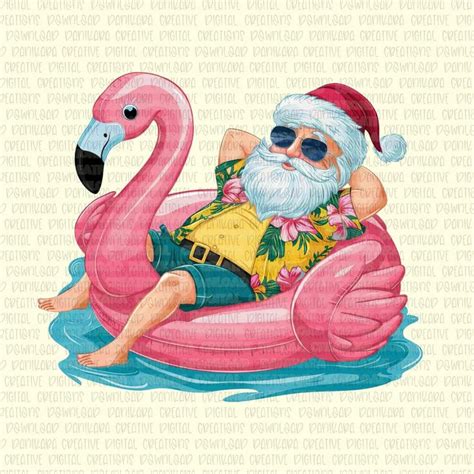 Christmas In July Santa Flamingo Float Stl And Png Santa Png Christmas