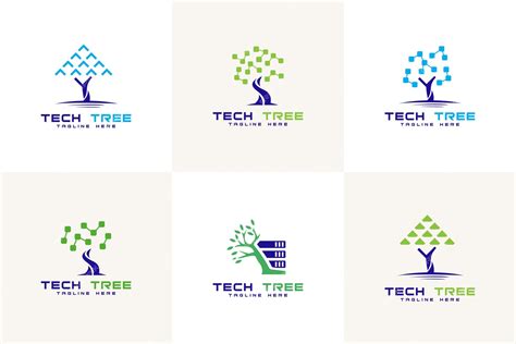 Premium Vector Data Tree Tech Tree Logo Design Collection Set