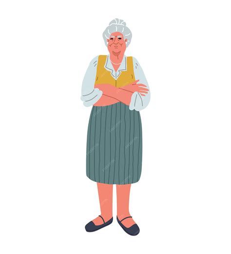 Premium Vector Angry Asian Senior Womanwith Crossed Armscartoon Style