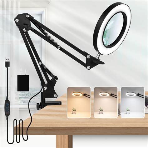 Nueyio 10x Magnifying Glass With Light Flexible Arm