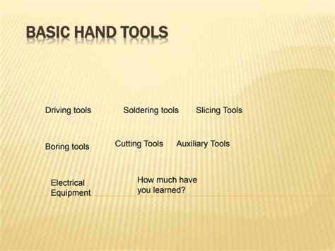 Basic Tools And Instruments In Electronics Pptx