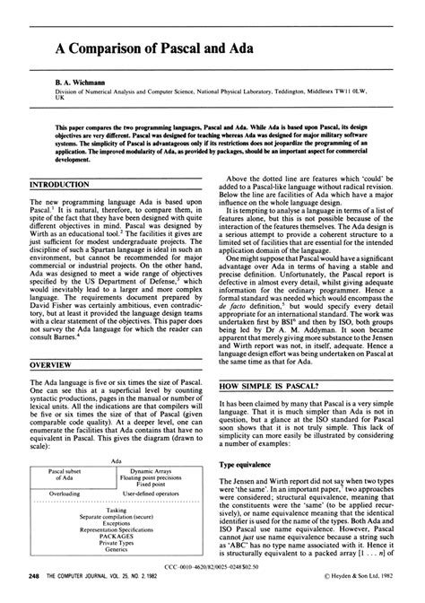 Pdf A Comparison Of Pascal And Ada