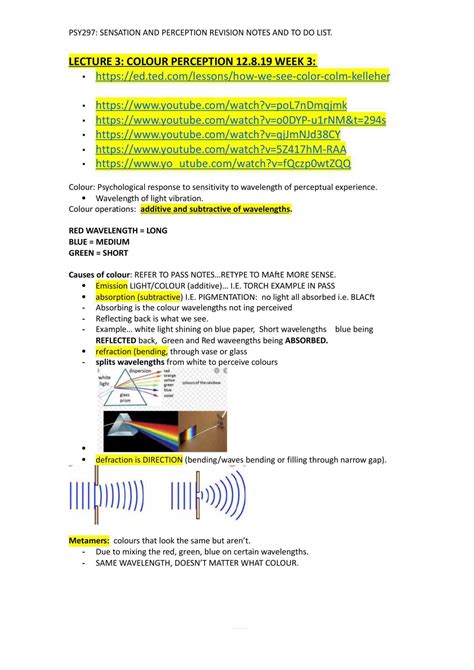 Psychology Sensation And Perception Notes Psy297 Psychology Sensation And Perception