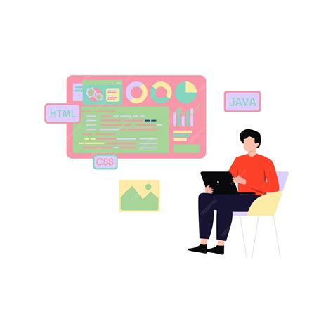 Premium Vector Boy Working On Chart Graph Coding