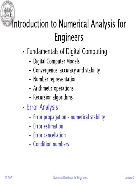 Introduction To Numerical Analysis For Engineers Fundamentals Of Digital Computing Pdf