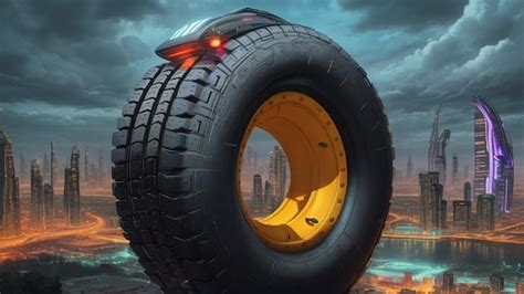 Premium Photo A Wheel In A Futuristic City Future World Concept