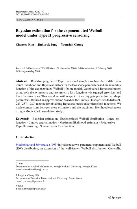 Pdf Bayesian Estimation For The Exponentiated Weibull Model Under