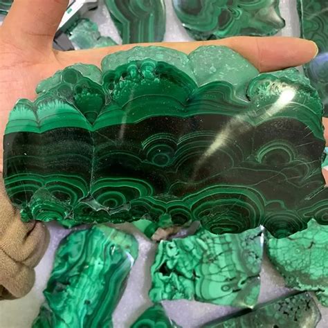 Natural Gemstone Beads Wholesale Malachite Slate Cut Sheet Polished