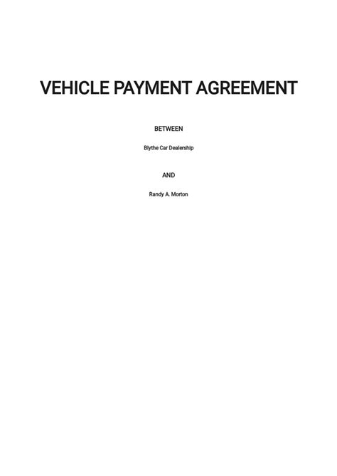 Editable Take Over Car Payments Agreement Template Minasinternational