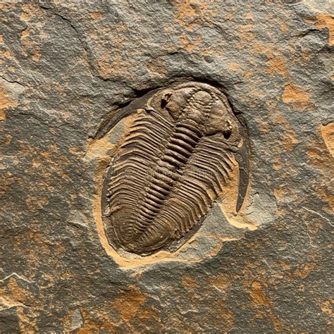 A Detailed Fossil Of A Trilobite An Extinct Marine Arthropod Is