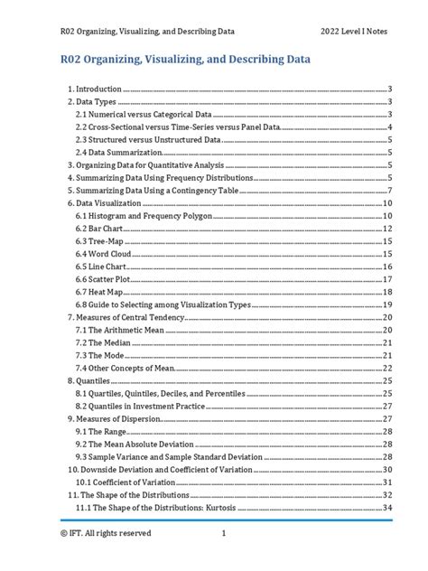 Ift Notes R02 Organizing Visualizing And Describing Data Pdf Mean
