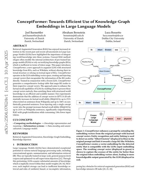 Conceptformer Towards Efficient Use Of Knowledge Graph Embeddings In Large Language Models 智源社区论文