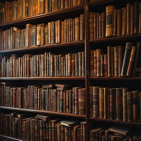 Wall Of Books In Antique Library Stock Illustration Illustration Of
