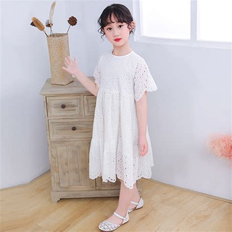White Lace Hollow Out Dress For Wedding Party Girl Grandado