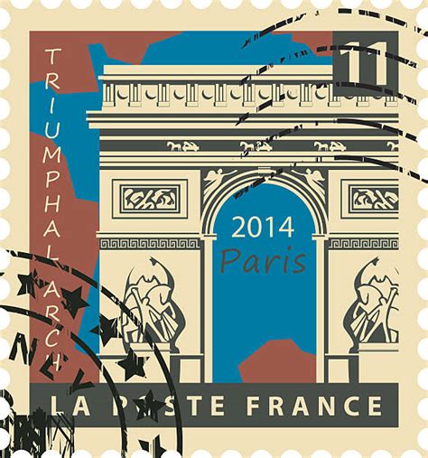 10 Old Fashioned Postage Stamp Arc De Triomphe Paris France Stock