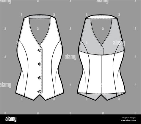 Halter Vest Pique Waistcoat Technical Fashion Illustration With