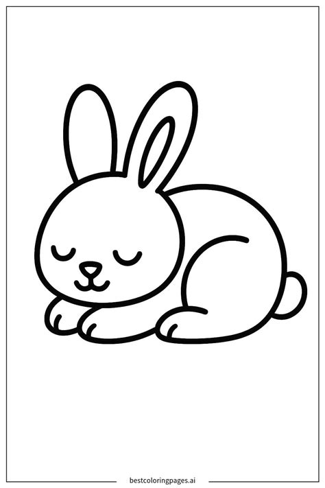 Rabbit Sleeping Peacefully Coloring Page Free Printable