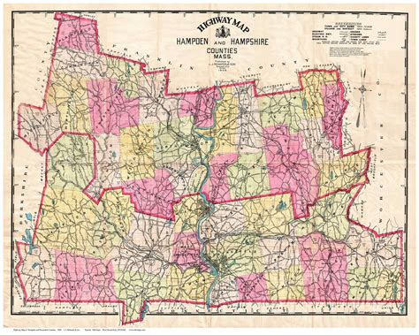 Hampden And Hampshire County Massachusetts 1908 Old Map Reprint