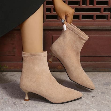 Up To 35 Boots For Women Chunky High Heels Side Zipperboots Womens