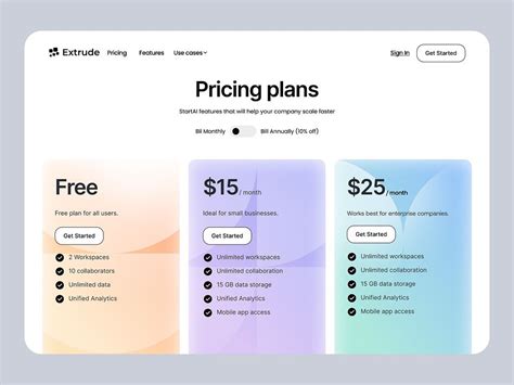 Pricing Page Design Ui Web