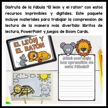 Fábula El Léon Y El Ratón Fable The Lion And The Mouse In Spanish