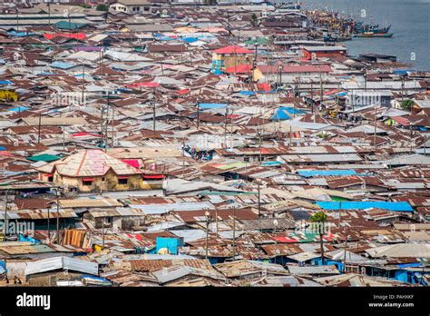 An Elevated View Of The Rooftops Of The West Point Slums In The City Of
