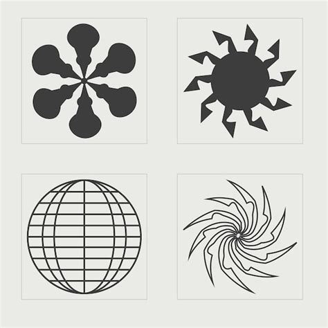 Premium Vector Retro Futuristic Elements For Design Big Collection Of Abstract Graphic