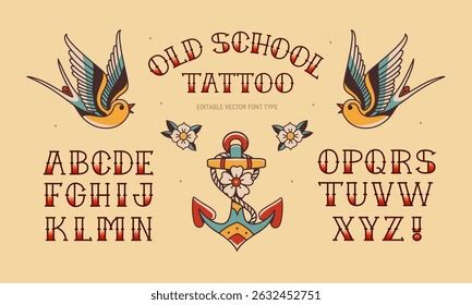 Abecedario Old School Tattoos Old School Styled Tattoo Alphabet Set