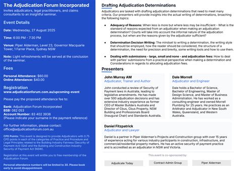 Upcoming Event Adjudication Forum