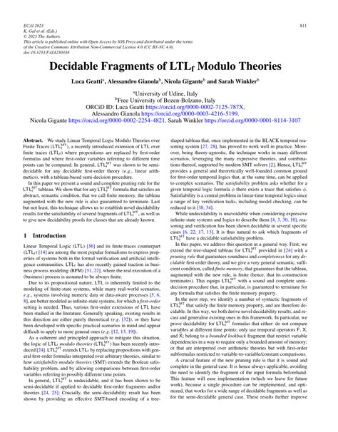 Pdf Decidable Fragments Of Ltlf Modulo Theories
