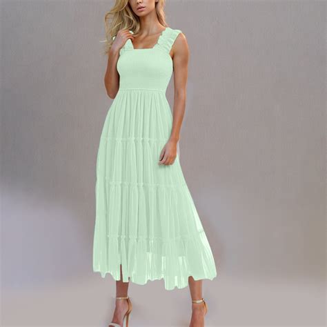 Viikei Plus Size Summer Maxi Dress For Womenwomens Solid Short Sleeve