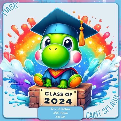Yoshi Class Of 2024 Graduation Watercolor Splash Clipart Images