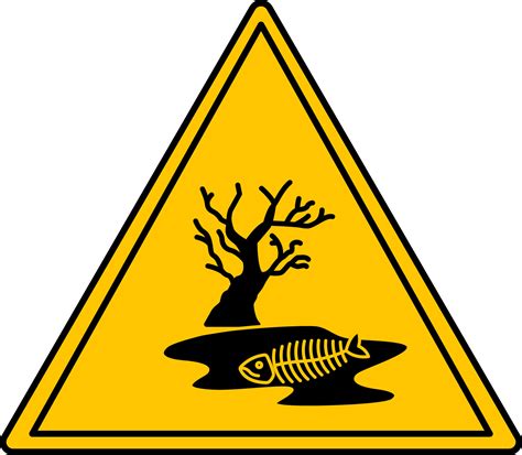Yellow Sign Dangerous For Environment Icon Dried Tree And Fish
