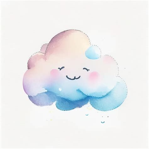 Vector Cute Cloud Smile Smiling Cartoon Illustration Drawn Shiny Clouds
