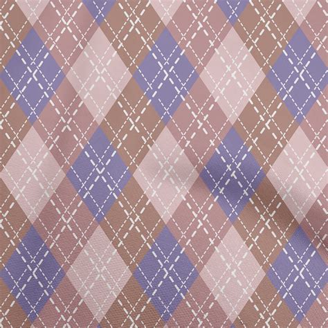 Oneoone Cotton Poplin Dark Rose Brown Fabric Check Argyle Diy Clothing