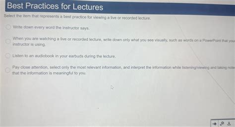 Solved Best Practices For Lecturesselect The Item That