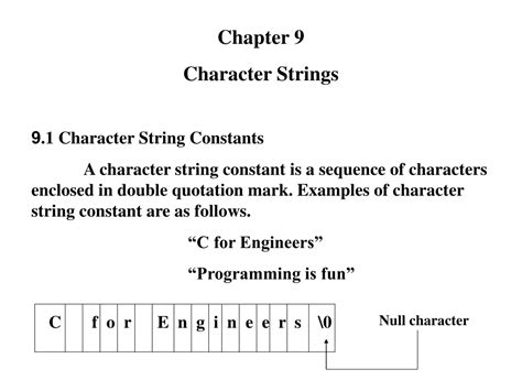 Ppt Chapter 9 Character Strings 91 Character String Constants