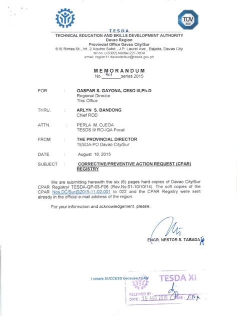 Correctivepreventive Action Request Cpar Registry Pdf Business