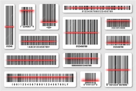 Premium Vector Set Of Product Barcodes With Red Scanning Line