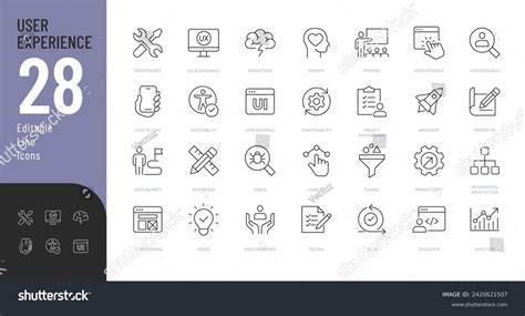 User Experience Line Editable Icons Set Stock Vector Royalty Free