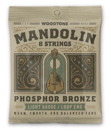 Mandolin Strings Light Gauge Phosphor Bronze Non Coated Woodtone Strings