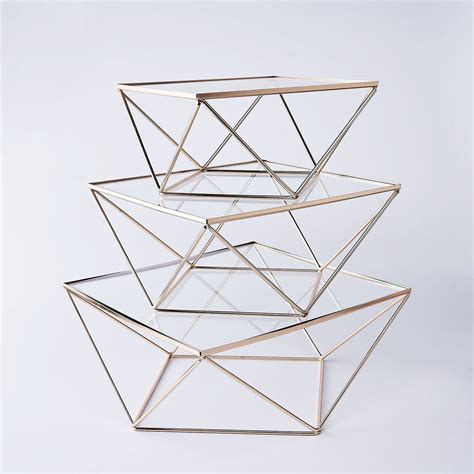 Gold Metal Geometric Stackable Pedestal Risers Display Stands With
