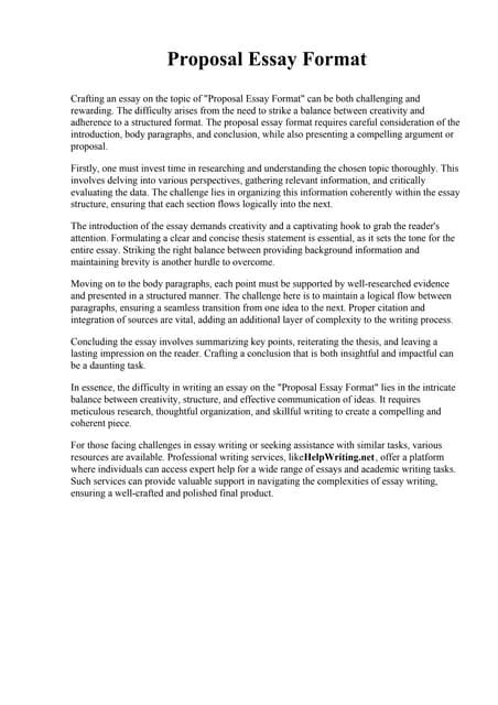 How To Write Essay Proposal Pdf