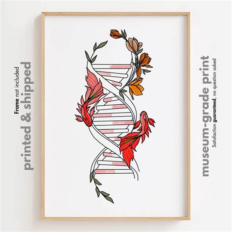 Floral Dna Double Helix Poster Microbiology Art Print Etsy
