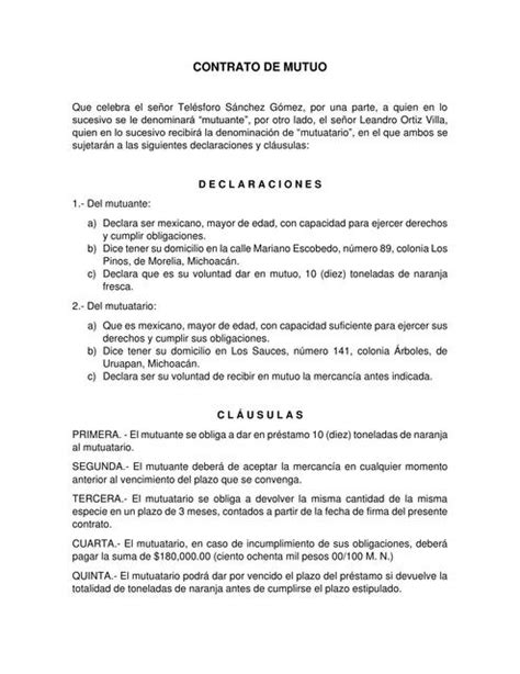 Contrato De Mutuo A D V O C A T U S Udocz