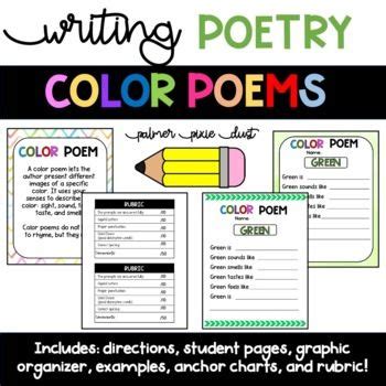 Color Poems Writing Activity And Template Writing Activities Poetry