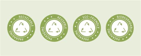 Juego De Pegatinas Para Envases Ecológicos Reciclables Y Reutilizables Vector Premium